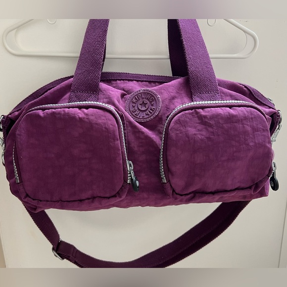 Kipling | Bags | Kipling Purple Satchel Crossbody Tote Bag With Gray ...